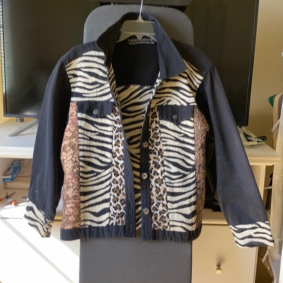 New Identity | Jackets & Coats | Animal Print And Black Denim Jacket ...